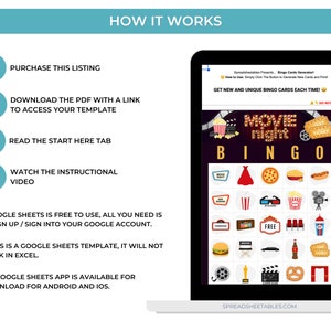 Movie Night Bingo Card Generator, Bingo, Printable Bingo, Bingo Game ...