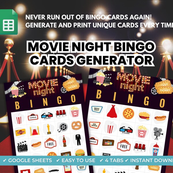 Kids Movie Night Bingo - Etsy