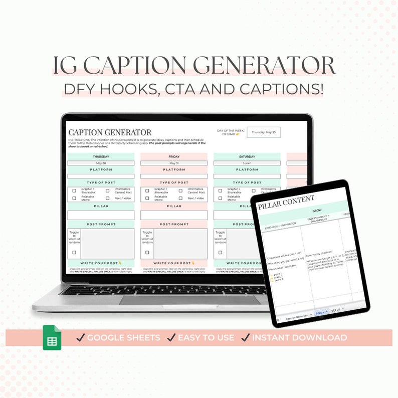 Social Media Caption Generator, Instagram Content Planning, DFY ...