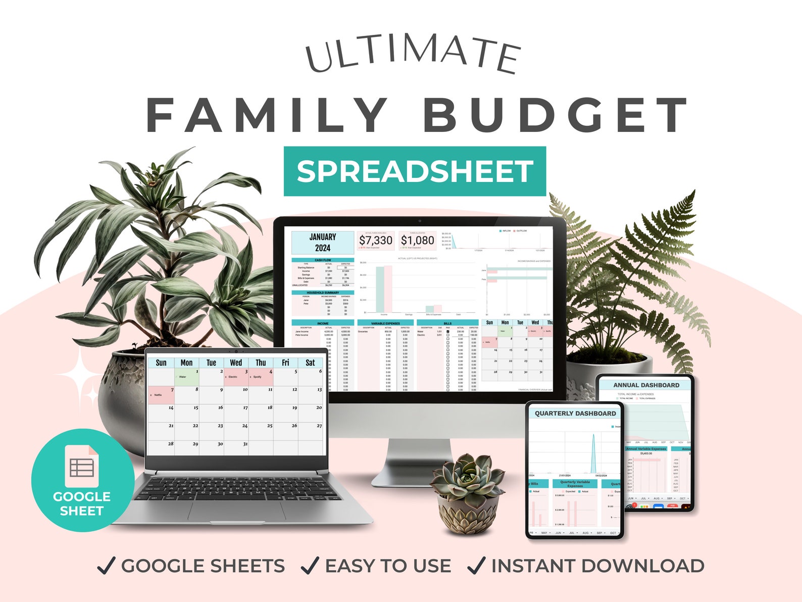 Budget Spreadsheet for Couples Budget Planner for Family Financial ...