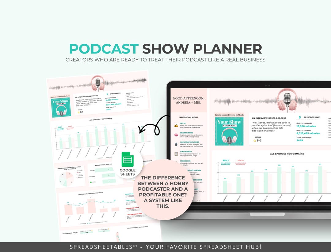 Podcast Show Planner, Podcast Spreadsheet and Organizer for Episode ...