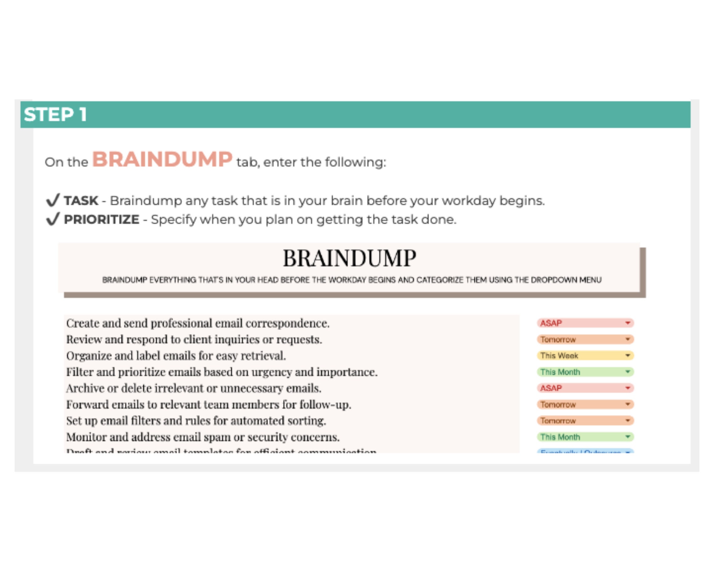 Brain Dump and Prioritize Your Tasks, Braindump Planner, Tasks ...