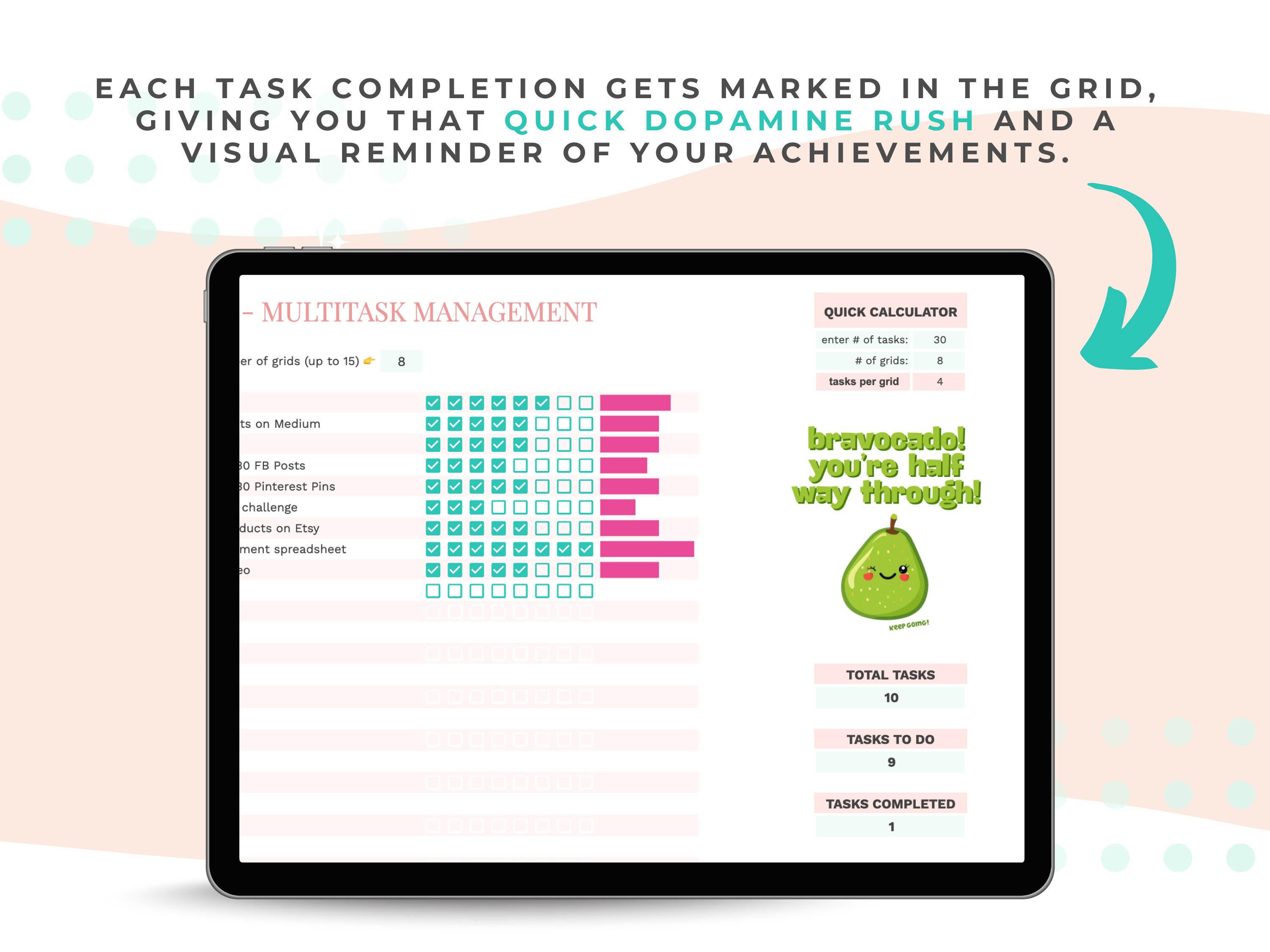 Multitask Manager Spreadsheet, ADHD Friendly Organizer Daily Weekly to ...