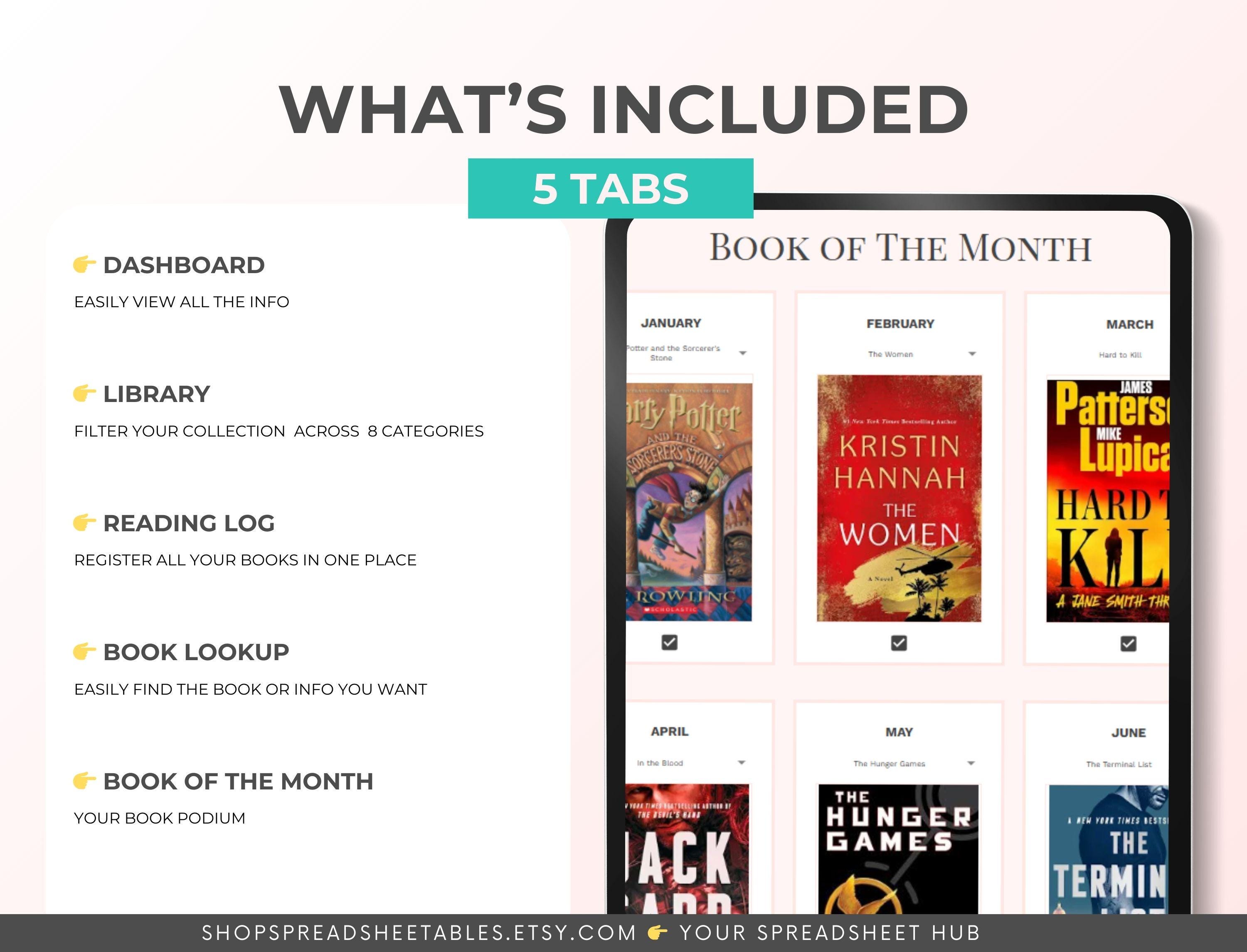 Ultimate Bookshelf Reading Log, Digital Book Tracker, Google Sheets ...