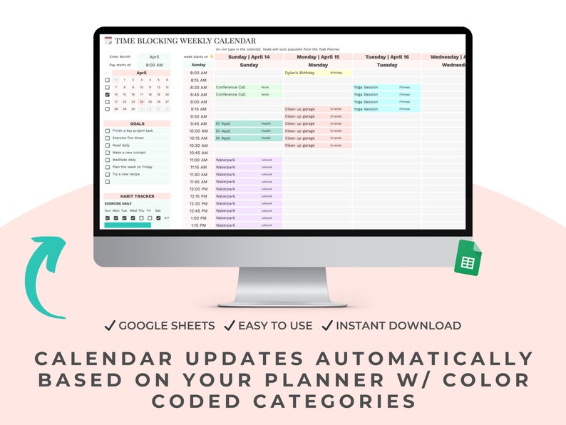 Time Block Planner and Calendar, Time Management Tool, Daily Scheduling ...