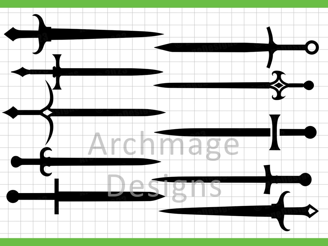 40 Simple Swords Pack Bundle, PNG & SVG, Commercial Use Clipart ...