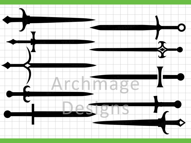 40 Simple Swords Pack Bundle, PNG & SVG, Commercial Use Clipart ...