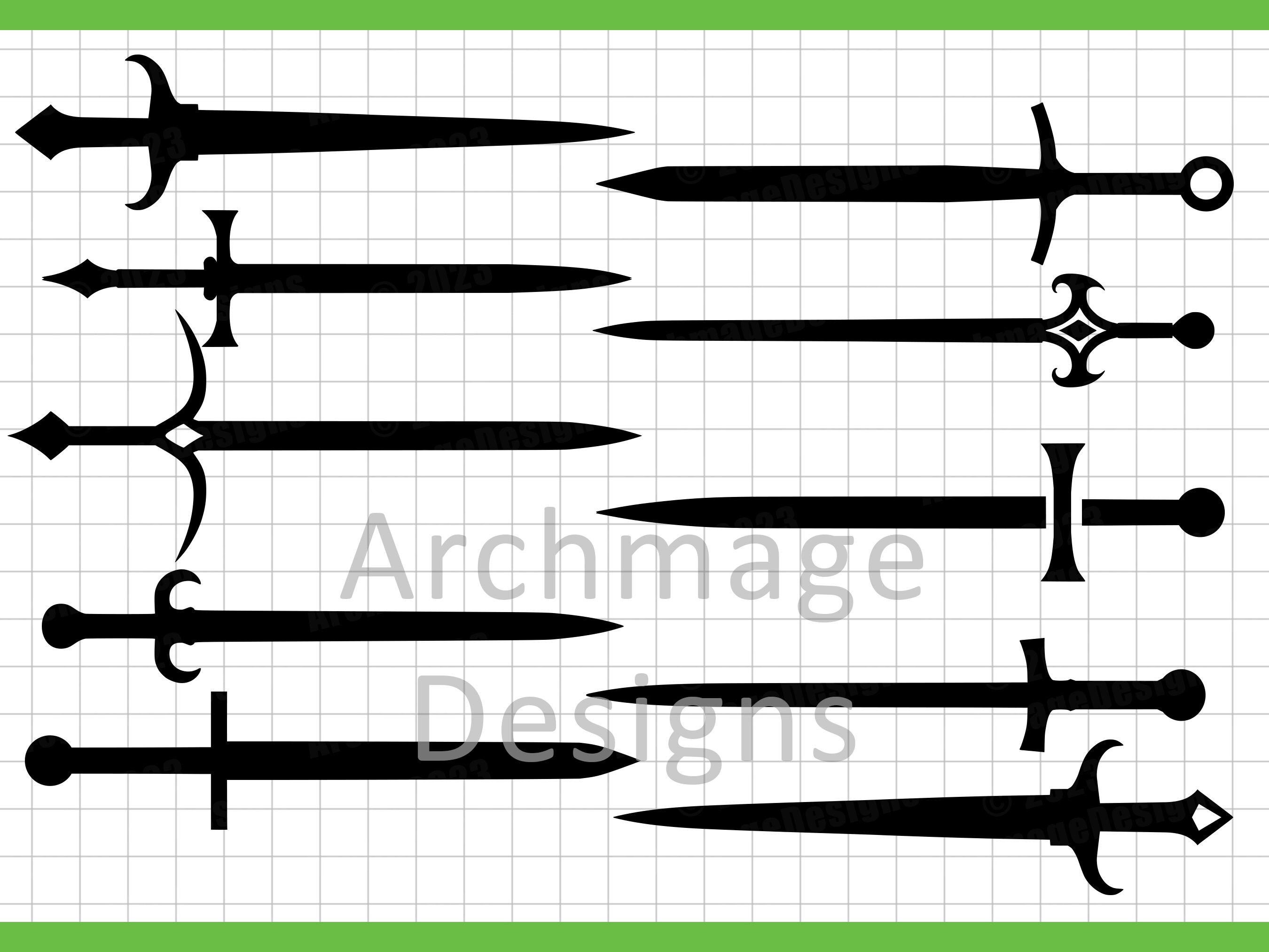 40 Simple Swords Pack Bundle, PNG & SVG, Commercial Use Clipart ...
