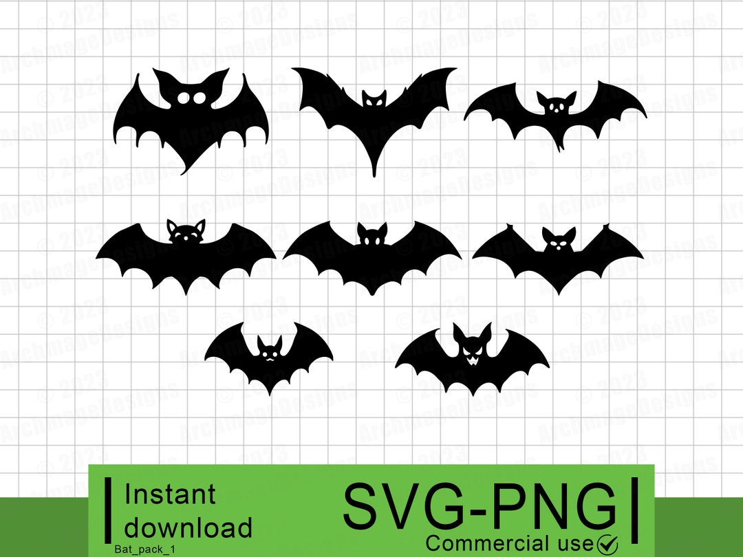 Bat SVG Pack, Suitable for Cutting & Engraving, SVG,PNG, Commercial Use ...