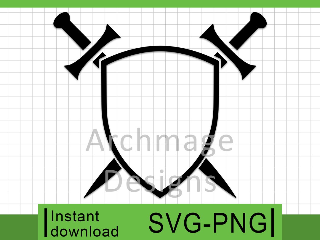 Shield With Swords SVG #2, Shield Silhouette, Commercial Use, Instant ...