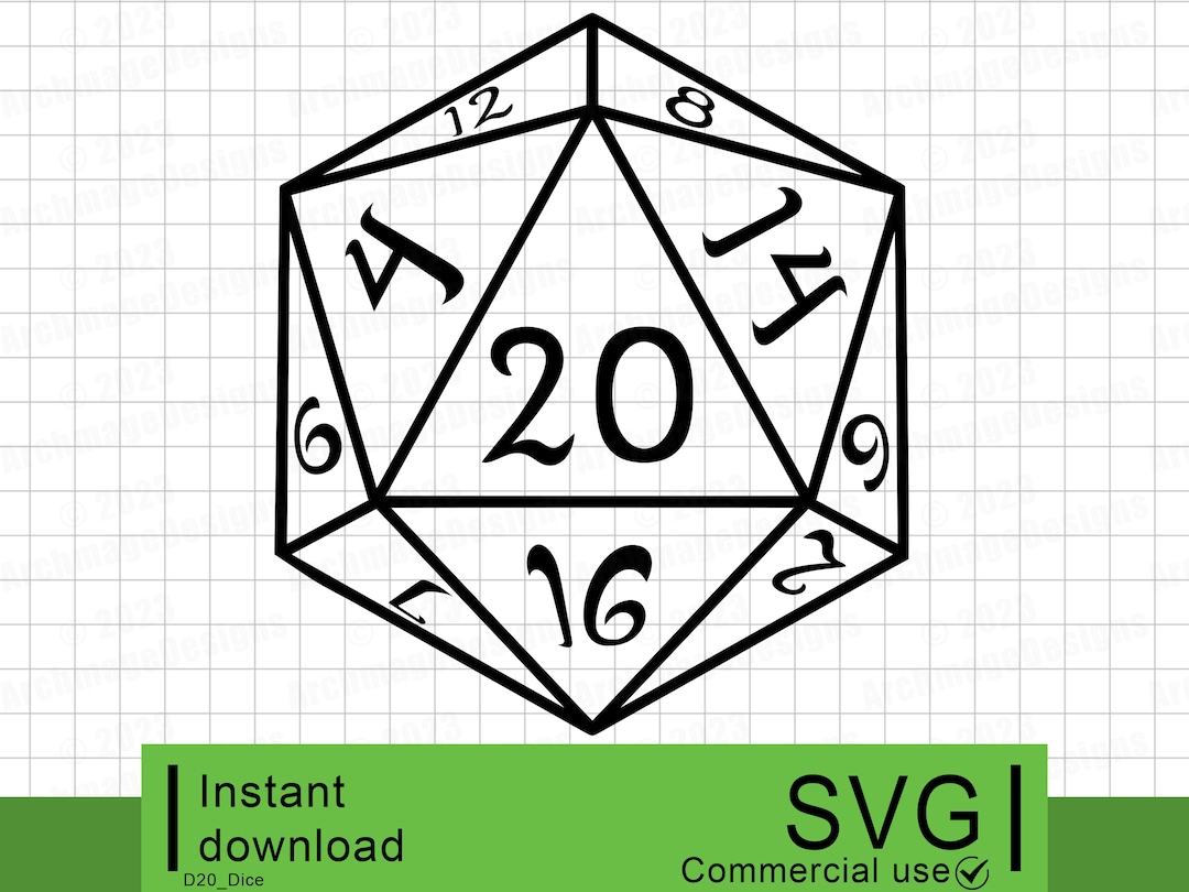 D20 Dice SVG, High Quality Vector Graphic, Cut File, Commercial Use ...