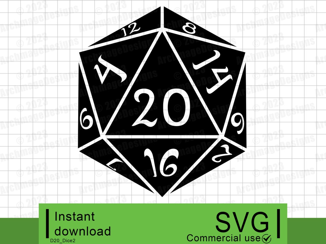 D20 Dice Inverted SVG, High Quality Vector Graphic, Cut File ...