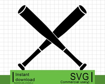 Crossed Baseball Bats, Baseball Bat SVG, Baseball Cut File, Commercial ...