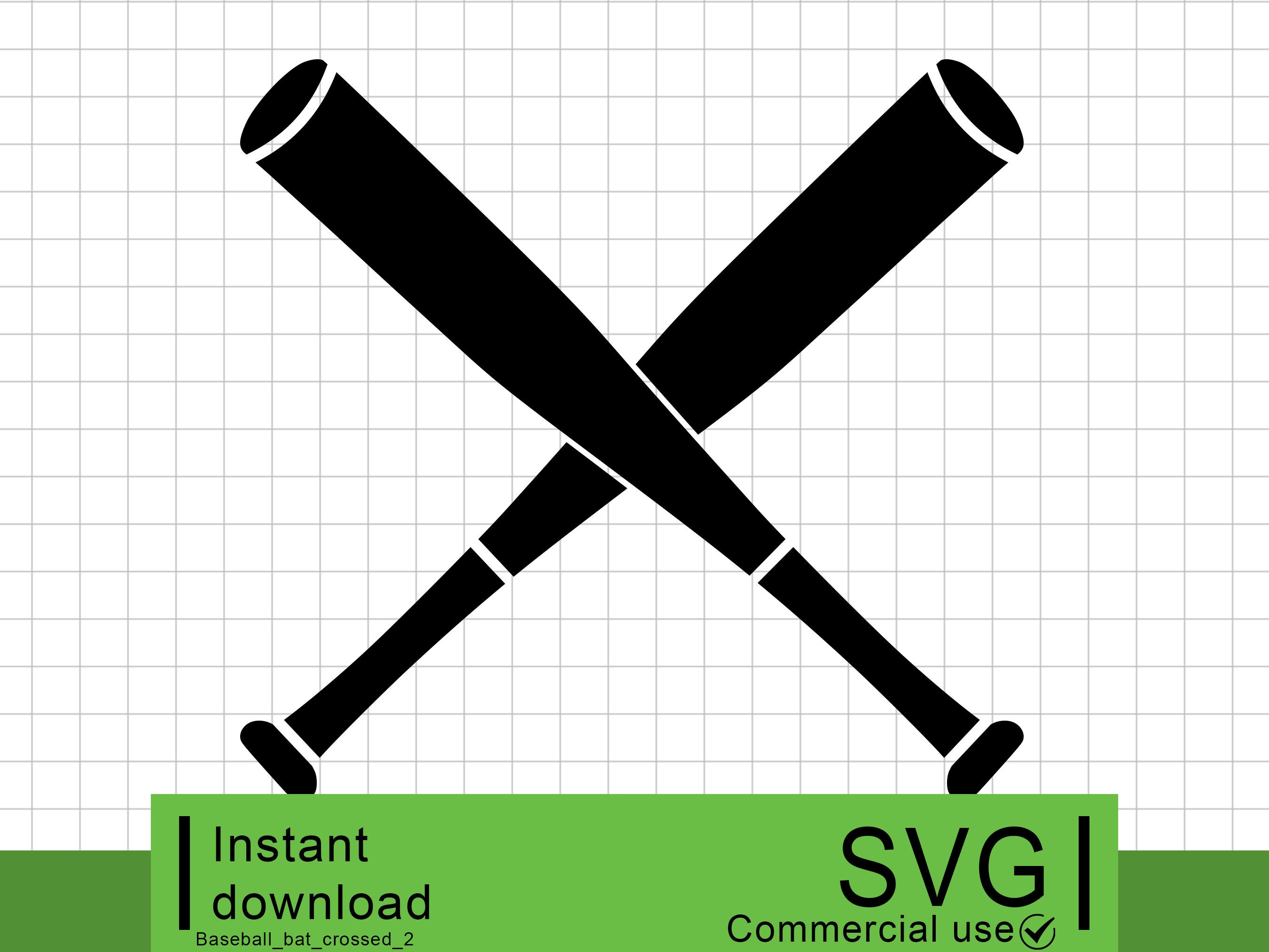 Crossed Baseball Bats, Baseball Bat SVG, Baseball Cut File, Commercial ...