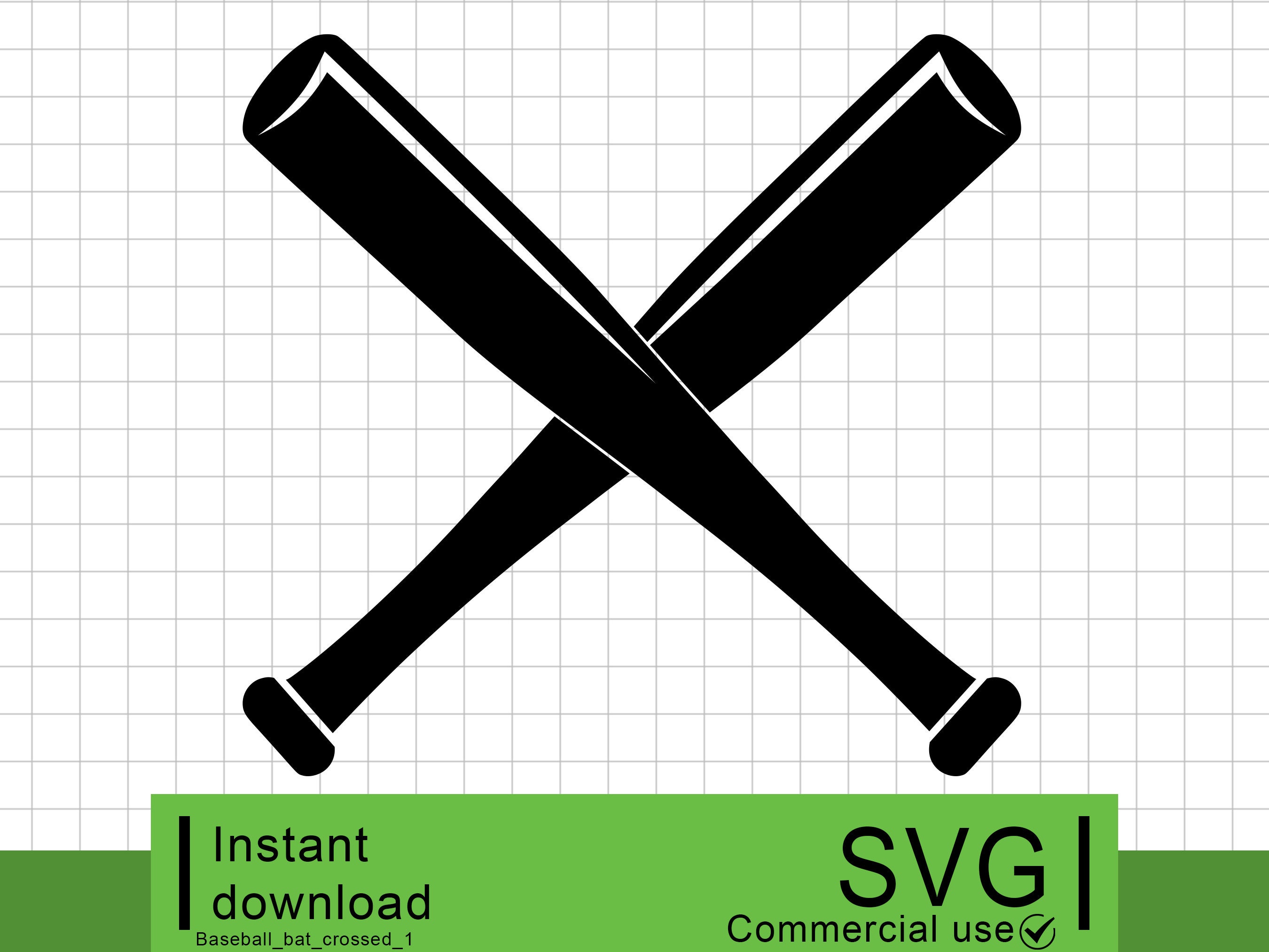 Crossed Baseball Bats, Baseball Bat SVG, Baseball Cut File, Commercial ...