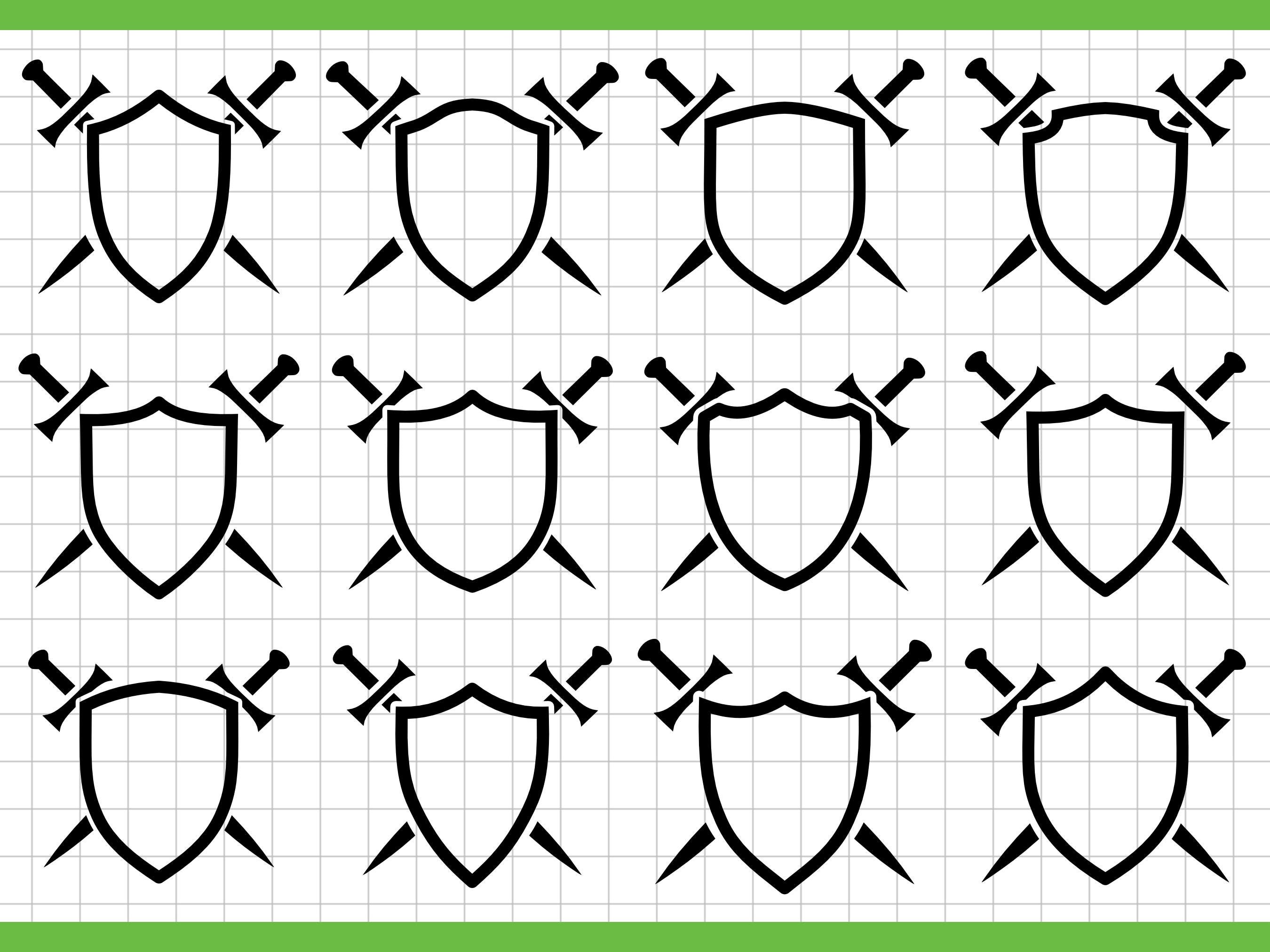 12 Medieval Shield Outline Bundle, for Cutting and Engraving, Heater ...