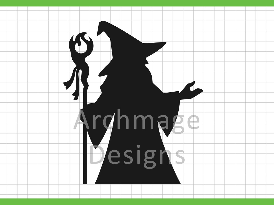 Wizard Silhouette, Sorcerer Clipart: Cut/engrave File - SVG & PNG ...
