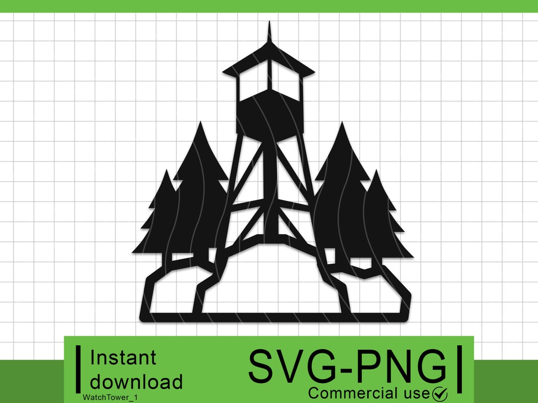 Watchtower SVG #1, Tower Silhouette in a Forest, for Cutting and ...