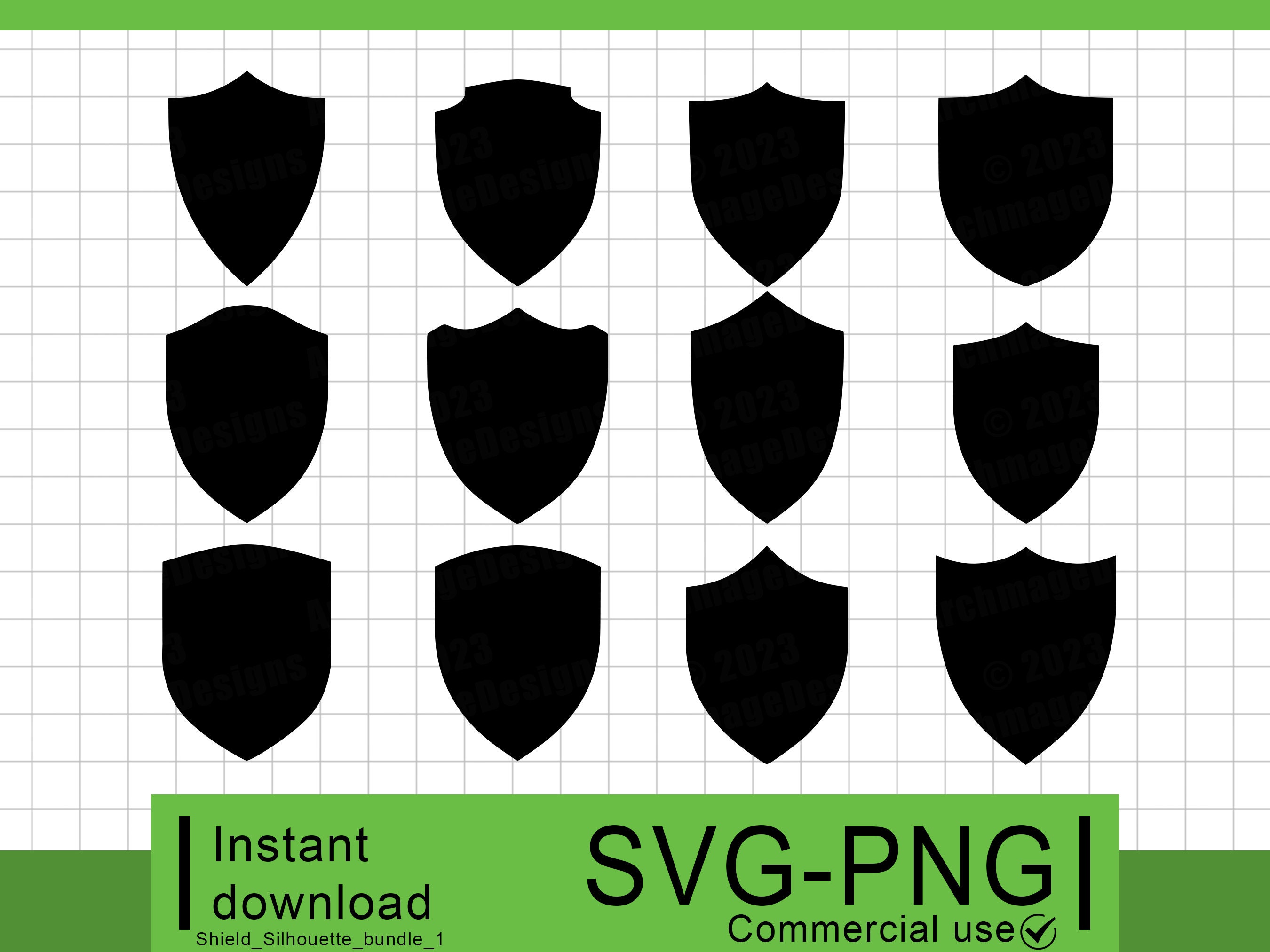 12 Medieval Shield Silhouette Bundle, Heater Shields, Commercial Use ...