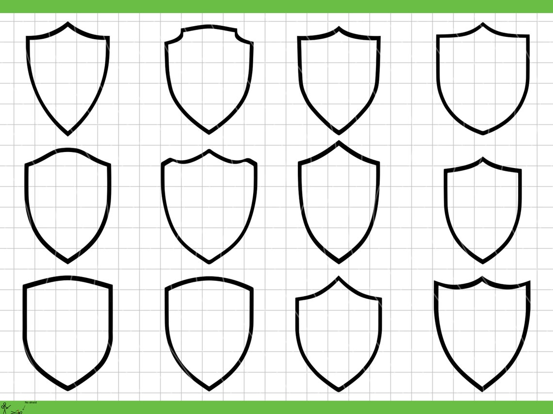 Medieval Heater Shield Outlines: Bundle of 12 - SVG & PNG (digital ...