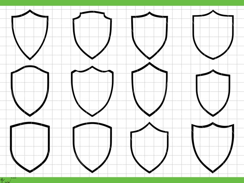 Medieval Heater Shield Outlines: Bundle of 12 - SVG & PNG (digital ...