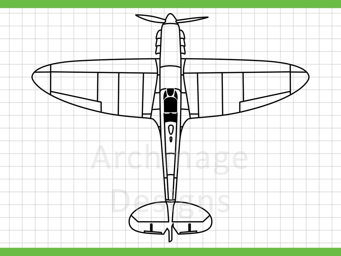 Supermarine Spitfire Mk1 Line Drawing – WWII Top View SVG & PNG - Etsy
