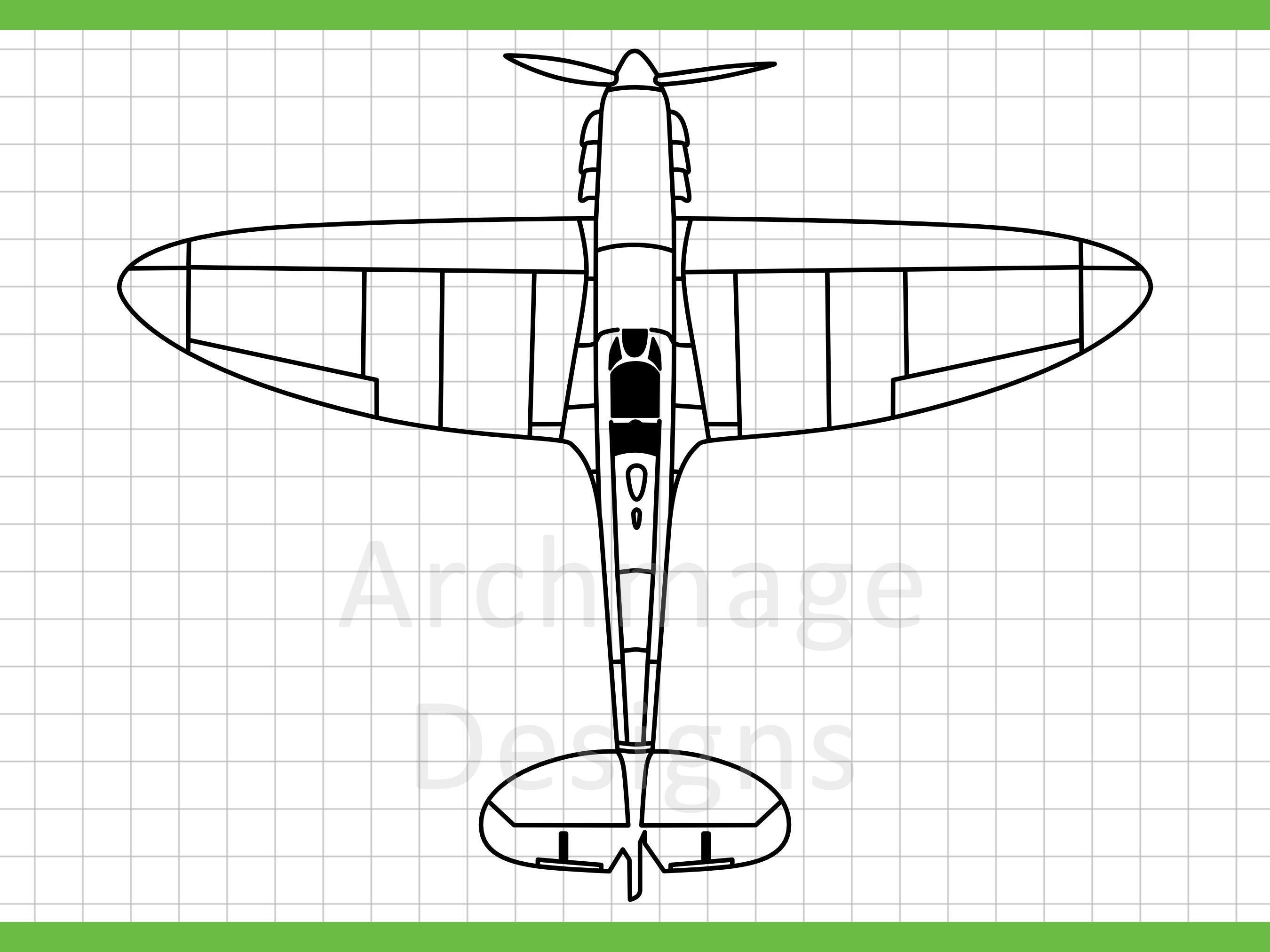 Supermarine Spitfire Mk1 Line Drawing – WWII Top View SVG & PNG - Etsy