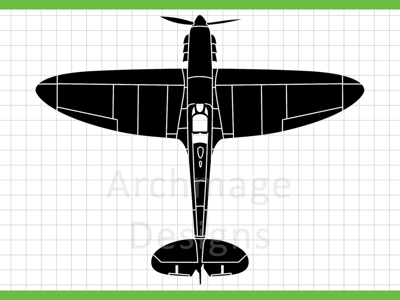 Supermarine Spitfire Mk1 – WWII Aircraft Top View Detailed SVG & PNG - Etsy