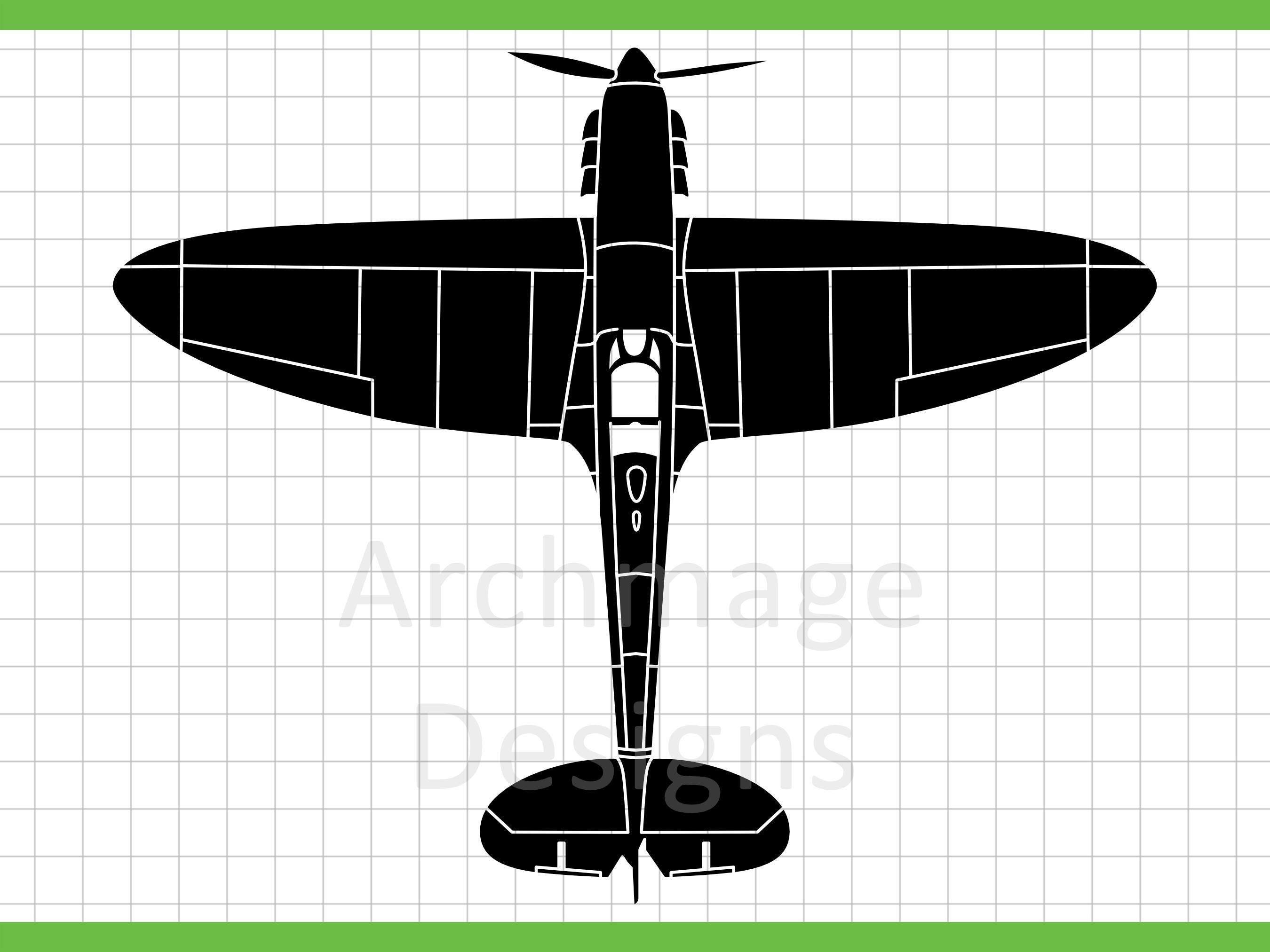 Supermarine Spitfire Mk1 – WWII Aircraft Top View Detailed SVG & PNG - Etsy