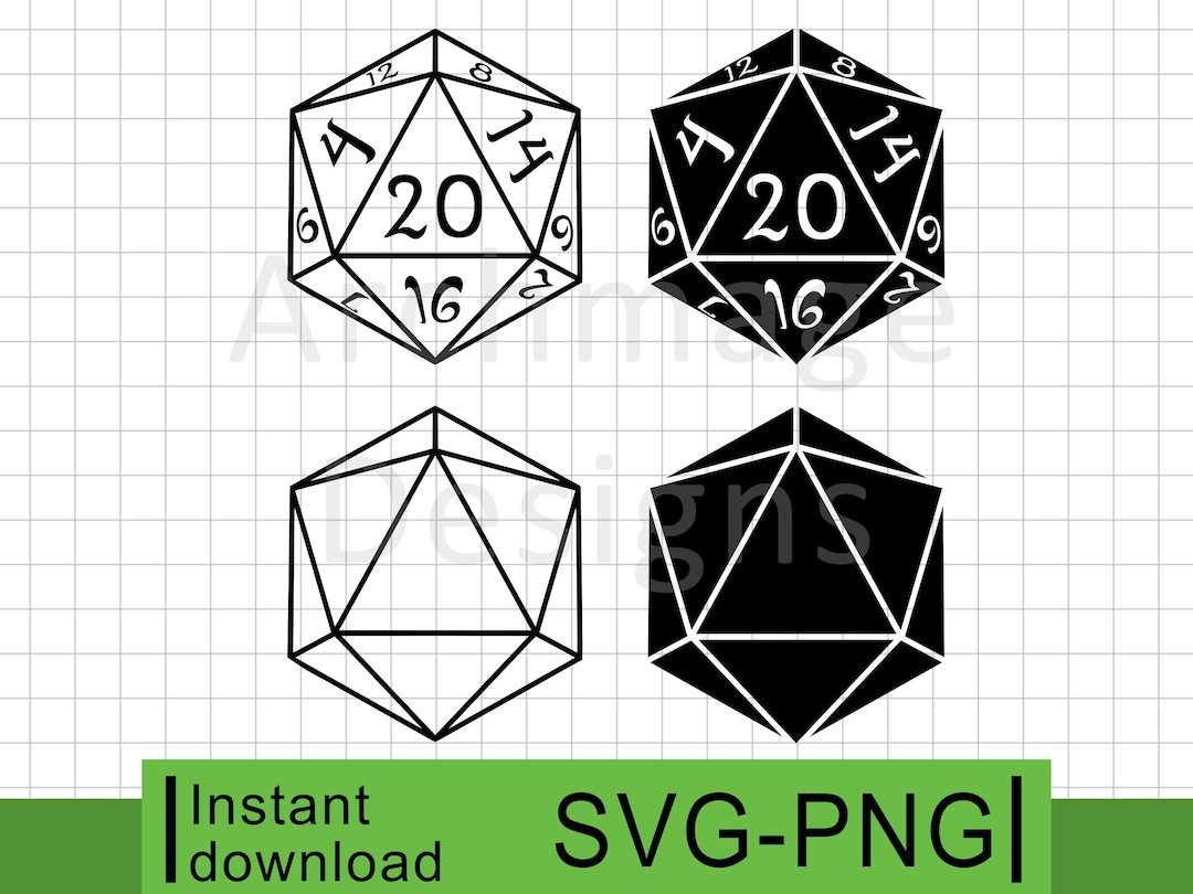 4 Pack D20 Dice Bundle, Vector Graphic, Cut File, Commercial Use ...