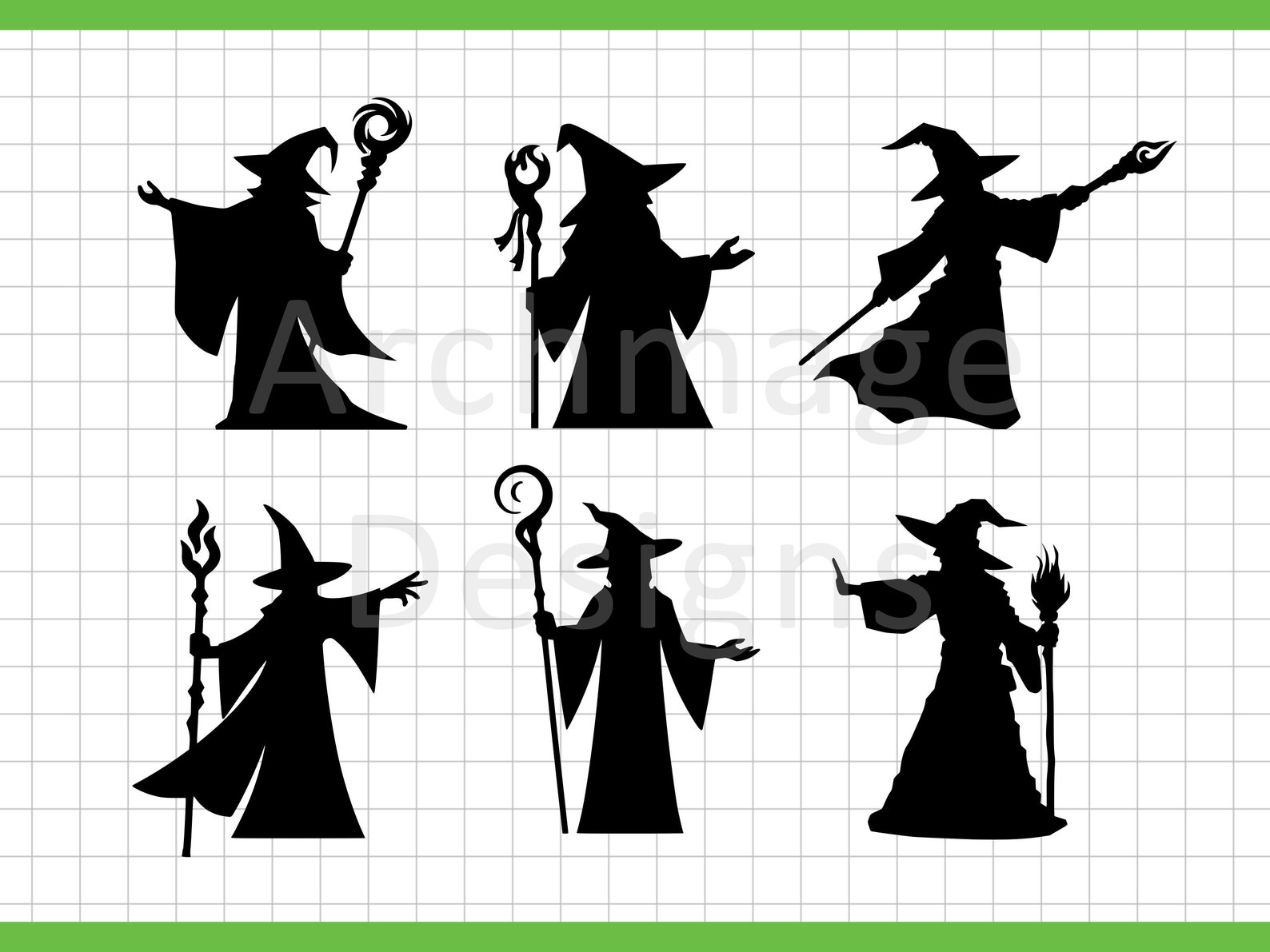 Wizard Silhouette, Sorcerer Clipart: Cut/engrave File - SVG & PNG ...