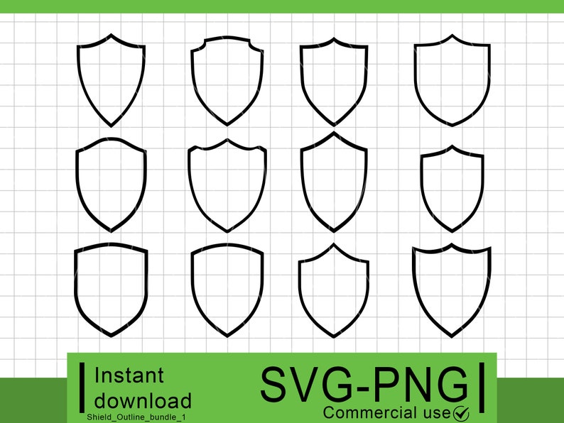 Medieval Heater Shield Outlines: Bundle of 12 - SVG & PNG (digital ...