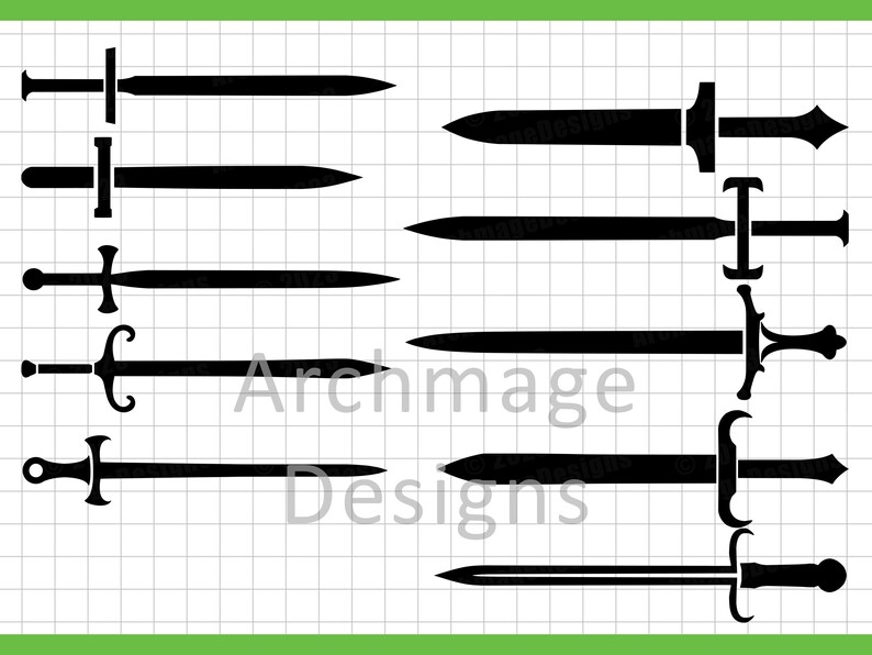 40 Simple Swords Pack Bundle, PNG & SVG, Commercial Use Clipart ...