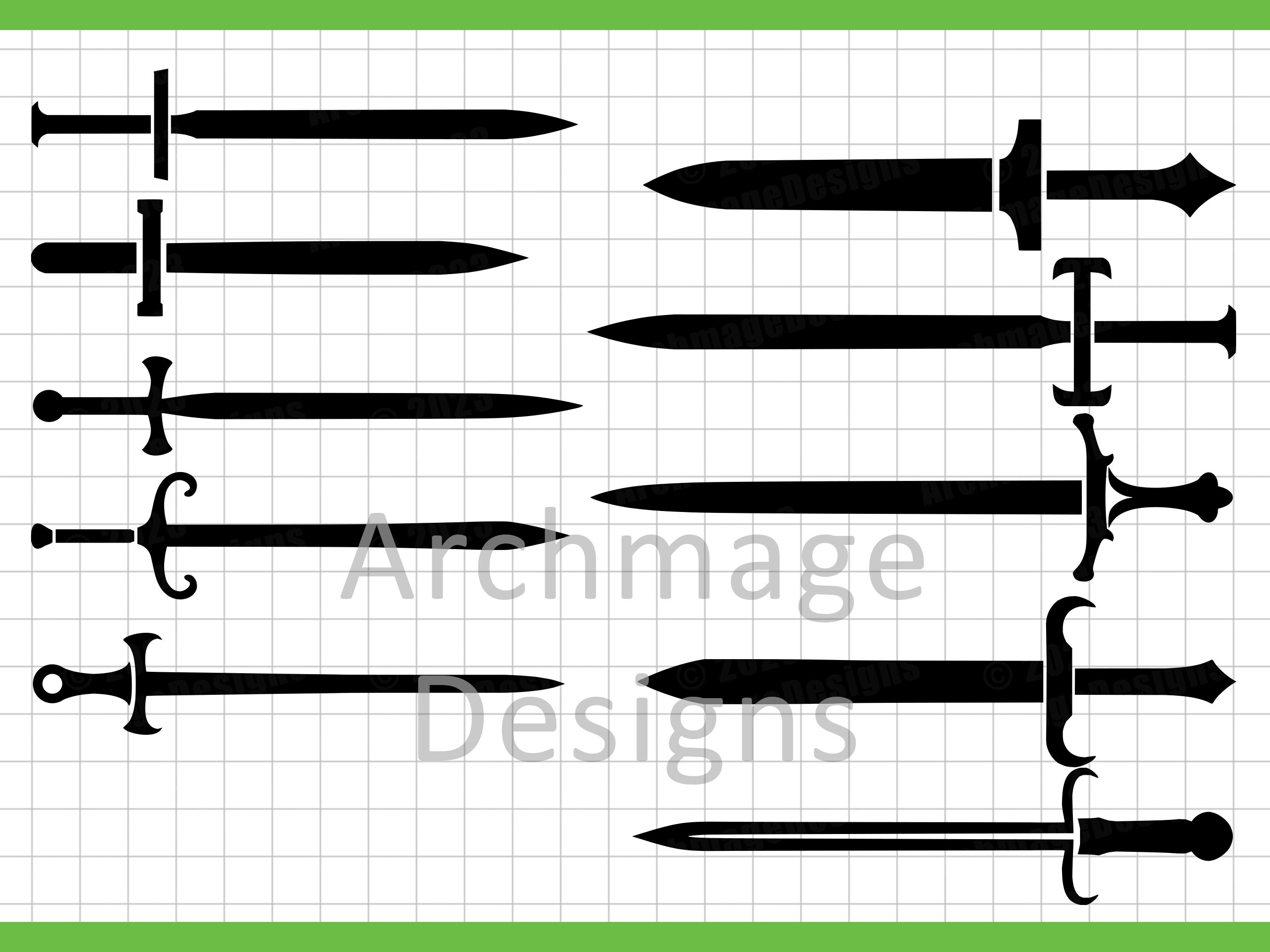 40 Simple Swords Pack Bundle, PNG & SVG, Commercial Use Clipart ...