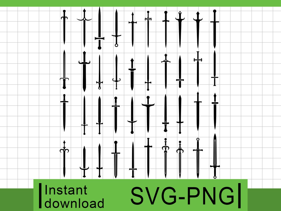 40 Simple Swords Pack Bundle, PNG & SVG, Commercial Use Clipart ...