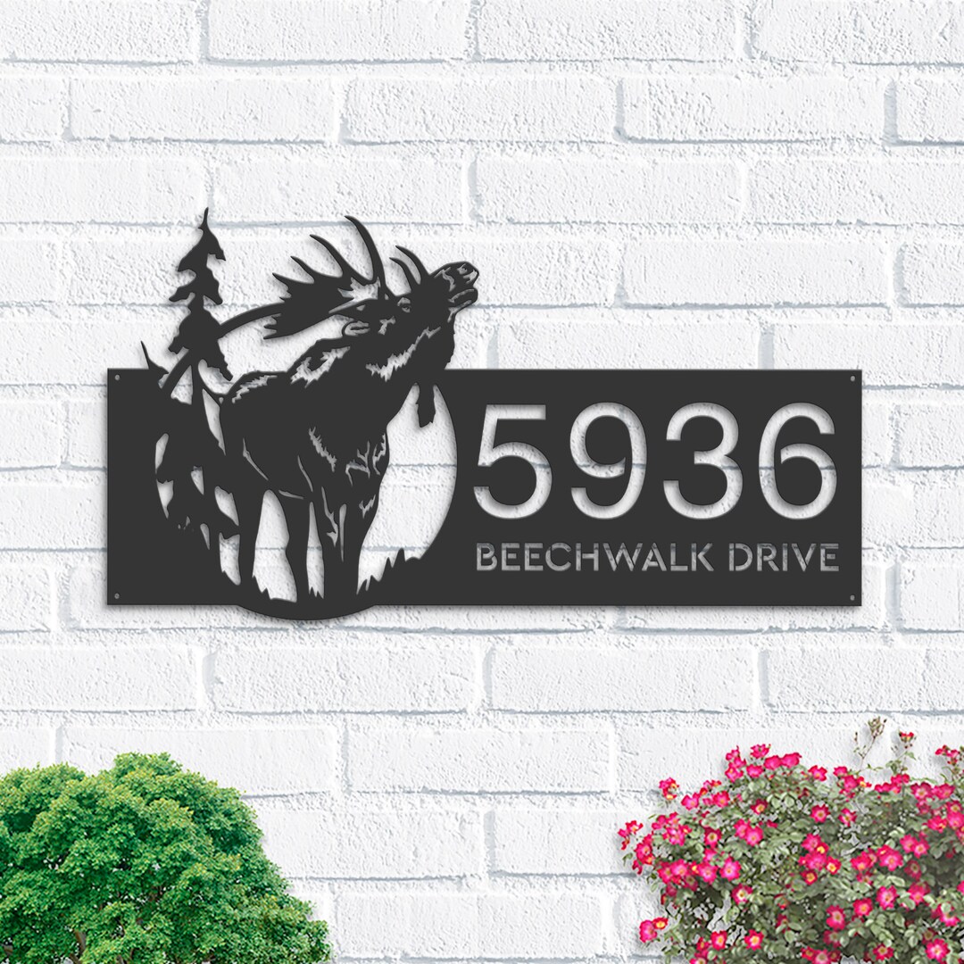Personalized Metal Elk Address Sign, House Number Plaque - Etsy