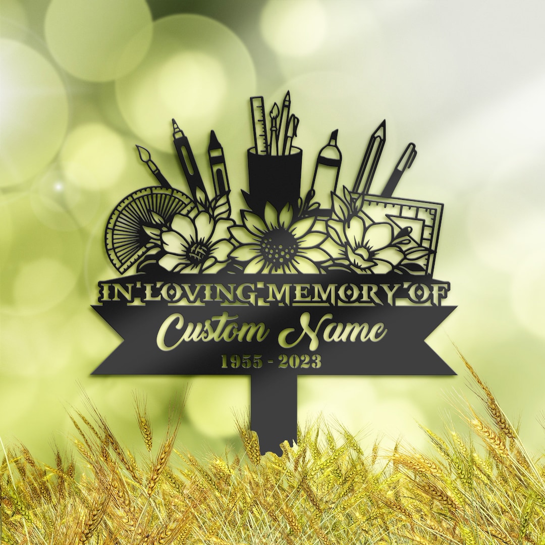 Personalized Floral Teaching Tools Teacher Memorial Stake, Metal Stake ...