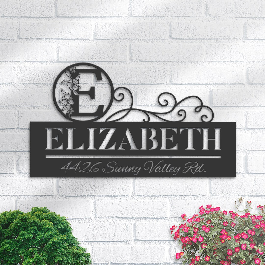 Personalized Metal Address Sign With Monogram, Family Name & House ...
