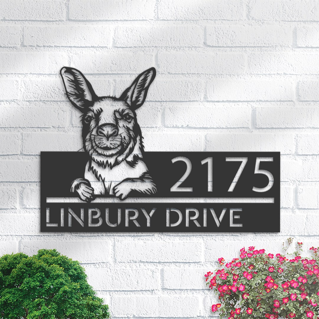 Personalized Peeking Kangaroo Metal Address Sign | Hanging Plaque - Etsy
