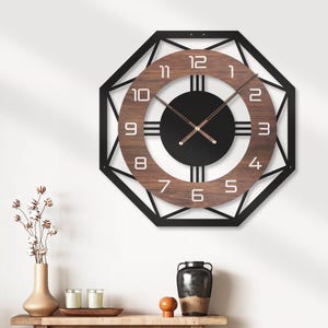 Mid Century Octagon Wooden Wall Clock With LED Lights - Etsy