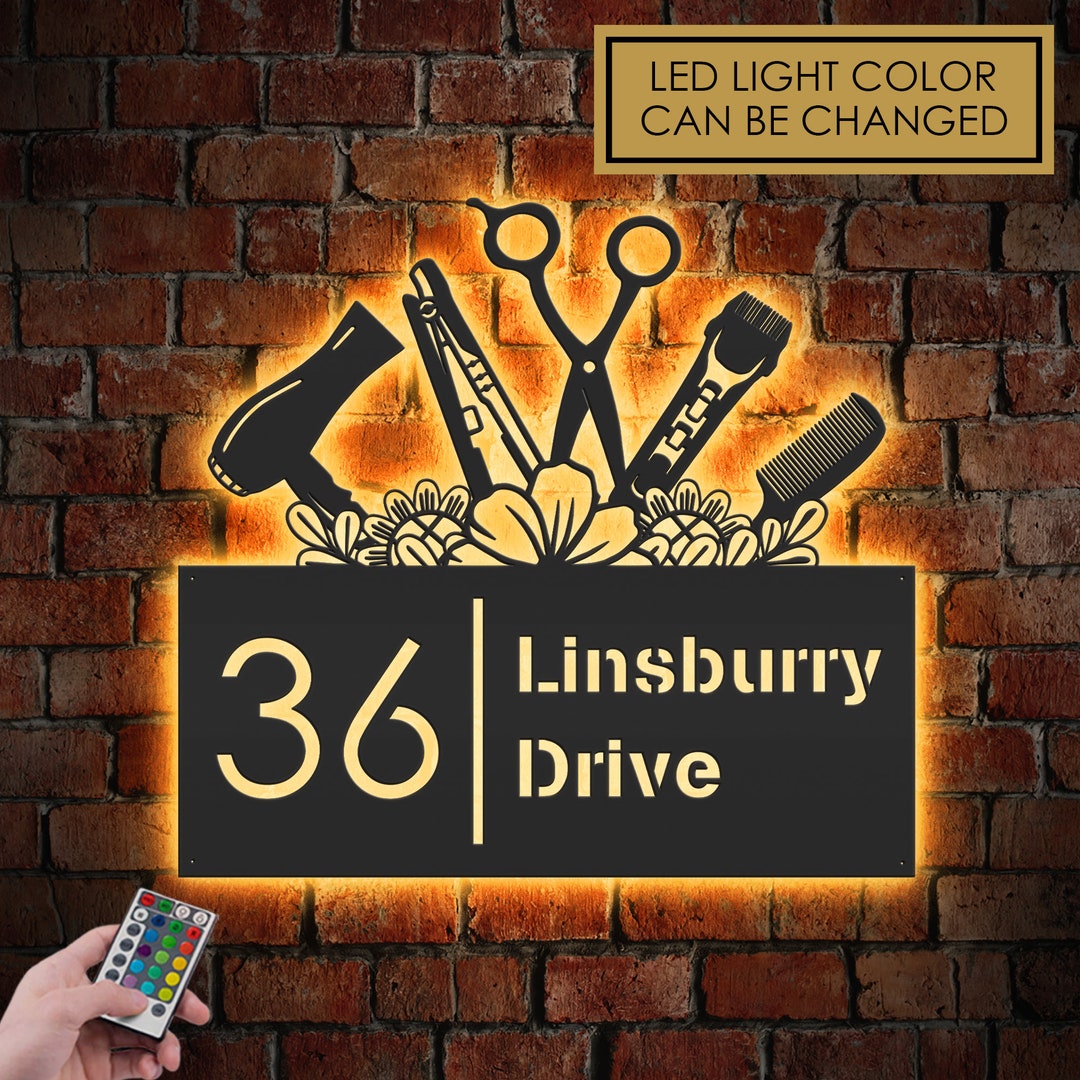 Personalized Hair Stylist Hair Dresser Salon Metal Address Sign With ...