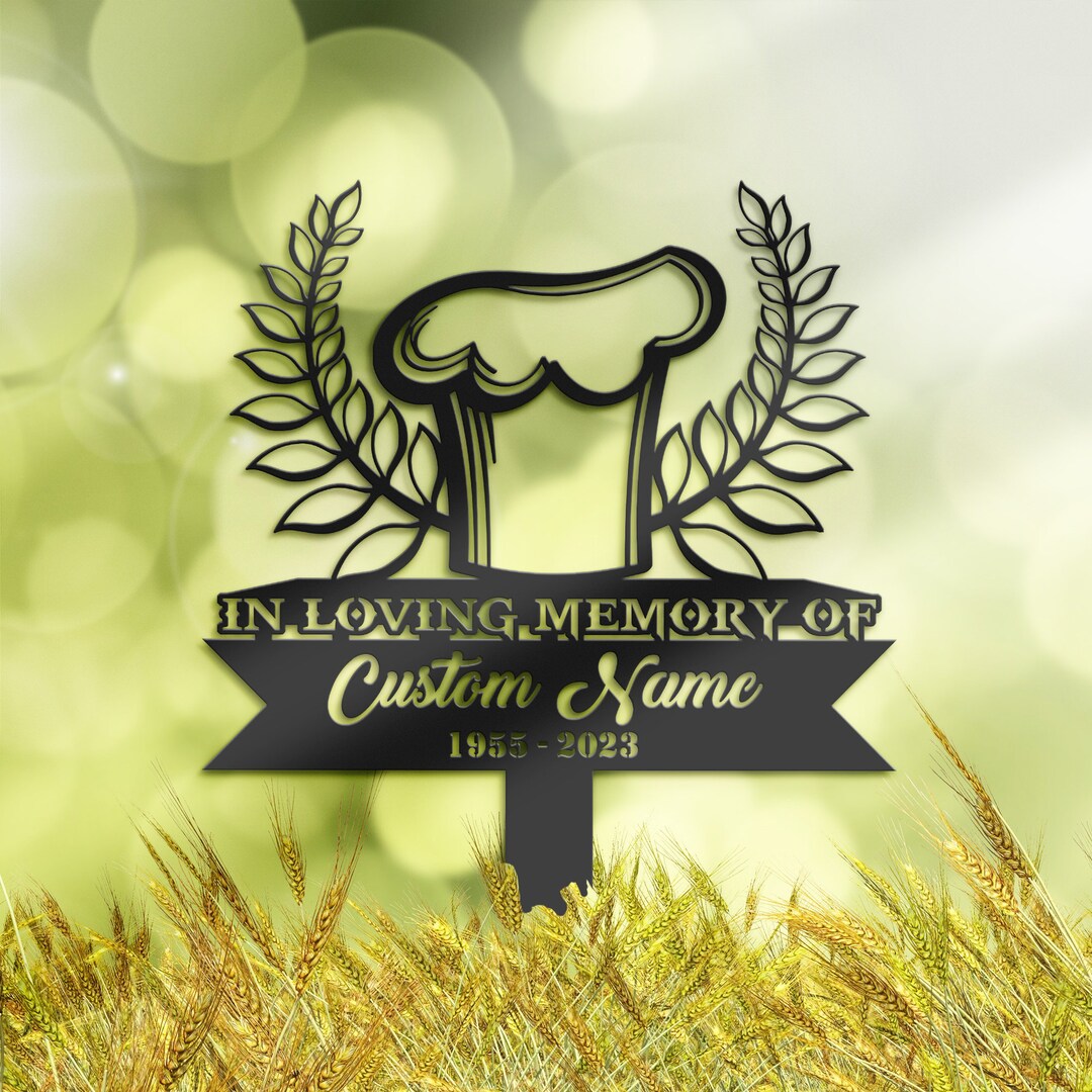 Personalized Chef Cook Memorial Stake, Metal Stake, Sympathy Sign ...