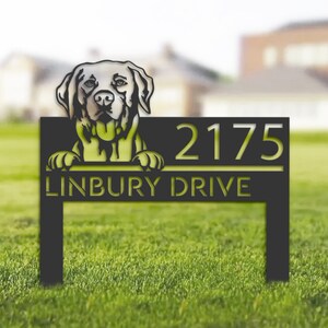 Personalized Labrador Dog, Cute Puppy Metal Address Sign House Number ...