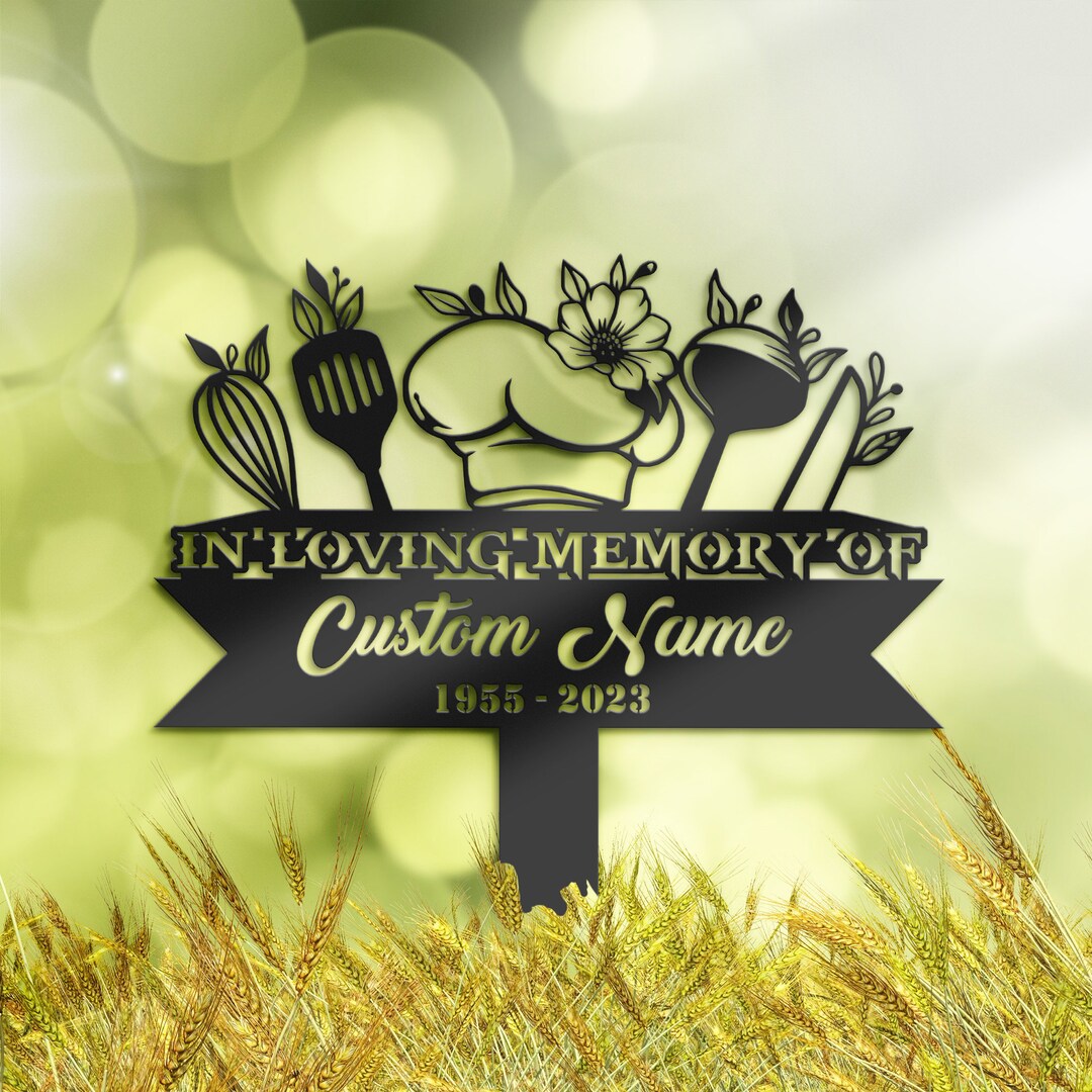 Personalized Cook Chef Kitchen Tools Memorial Stake, Metal Stake ...
