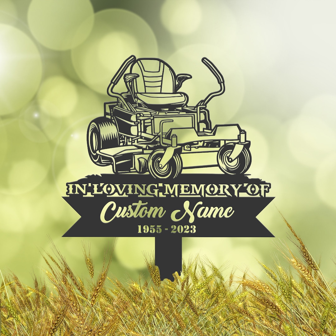 Personalized Lawn Mower Memorial Stake, Metal Sympathy Sign - Etsy