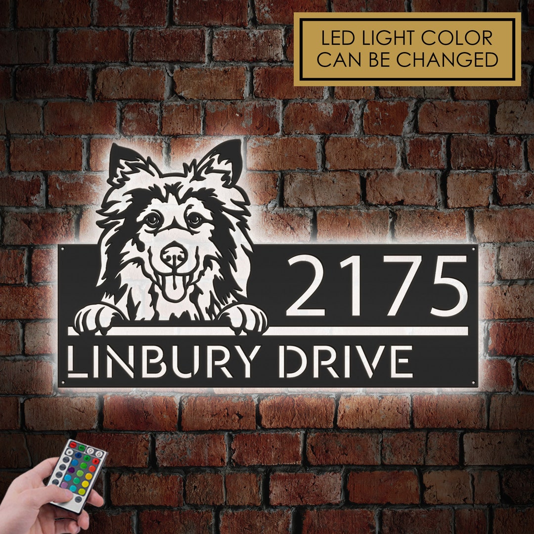 Personalized Peeking Shetland Sheepdog, Cute Puppy Metal Address Sign ...