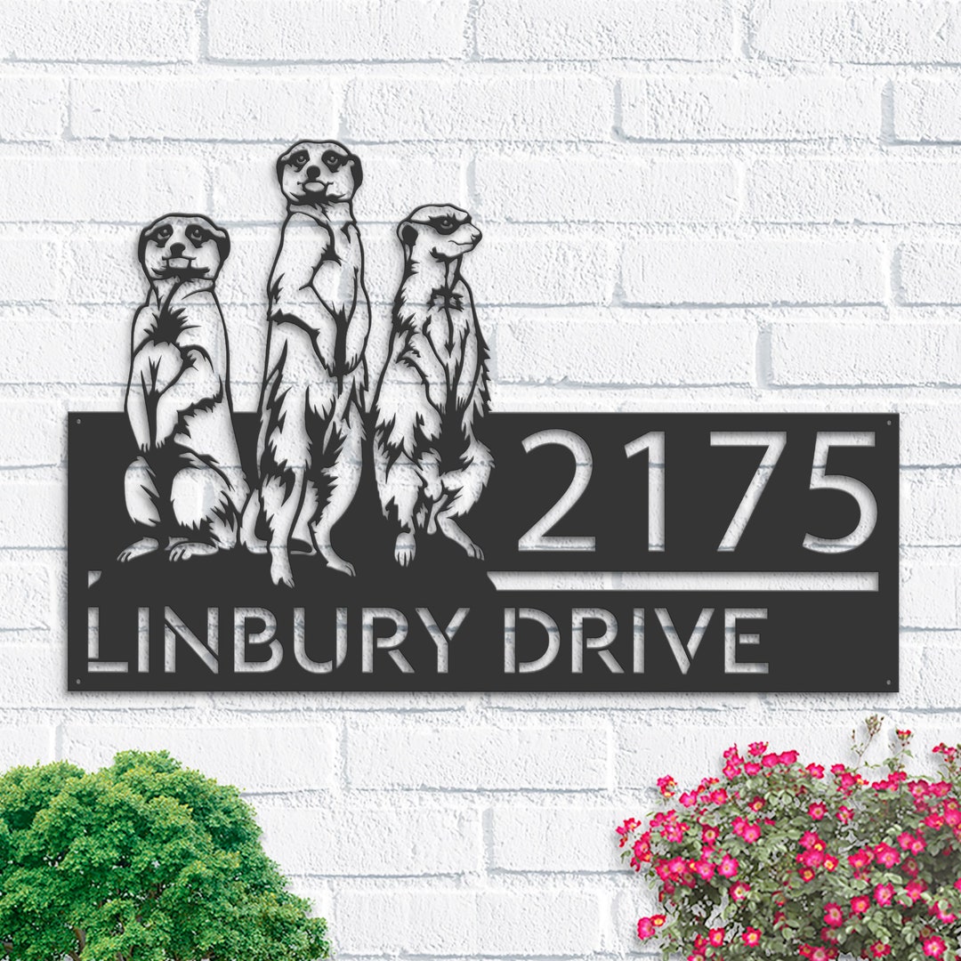 Personalized Meerkat Metal Address Sign | House Number Plaque - Etsy