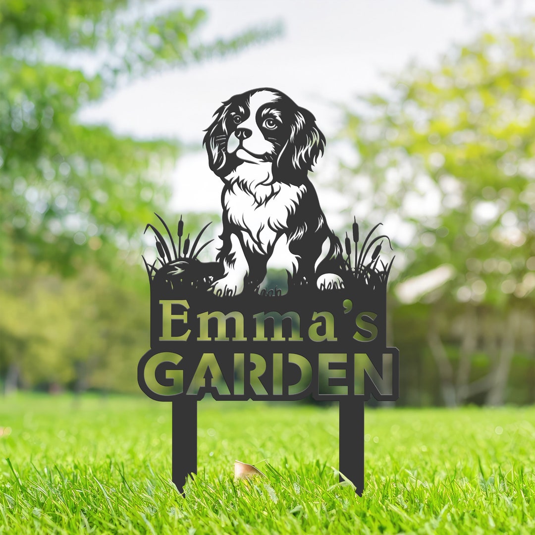 Personalized Cavalier King Dog Metal Garden Sign, Custom Yard Sign With ...
