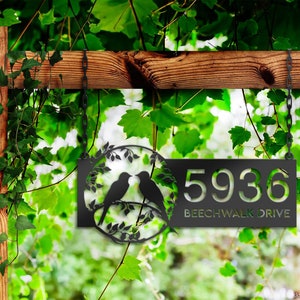 Personalized Bird Couple Metal Address Sign: Hanging Address Plaque - Etsy