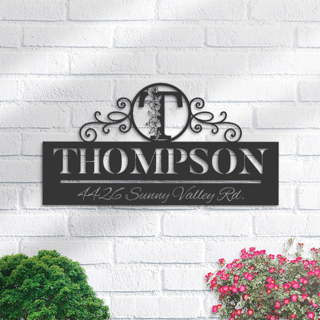 Personalized Monogram Letters Family Name Metal Address Sign House ...